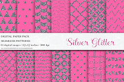 Silver Pink Digital Papers, a Pattern Graphic by BonaDesigns