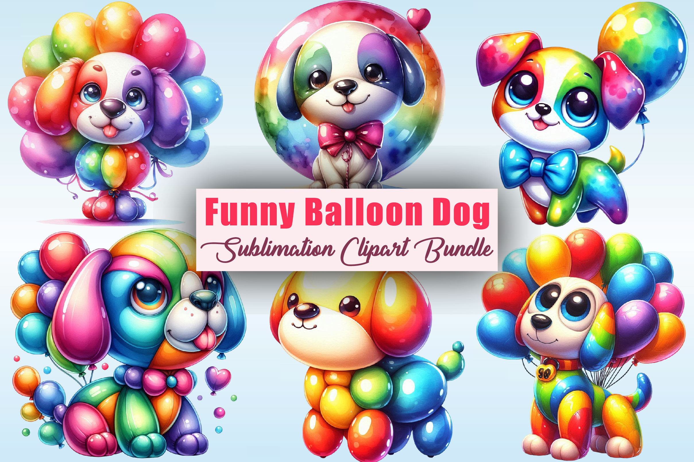 Funny Balloon Dog Clipart Bundle, a Graphic by CitraGraphics