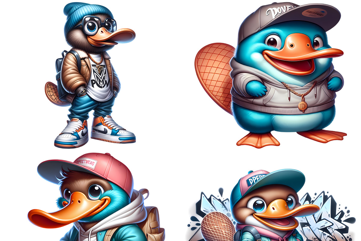 Streetwear Graffiti Platypus PNG Set, an Animal Illustration by ...