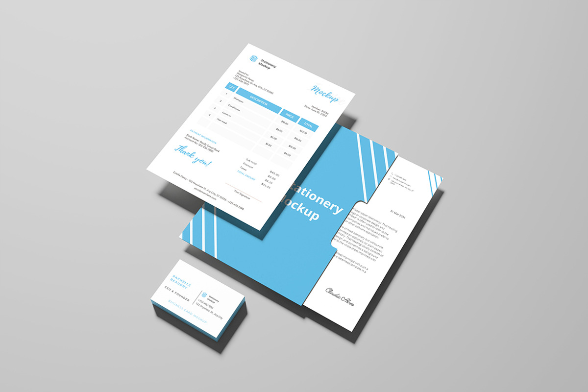 Clean Stationery Kit Mockup