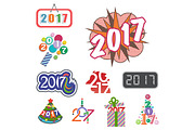 Happy new year 2017 text design vector creative graphic celebration ...