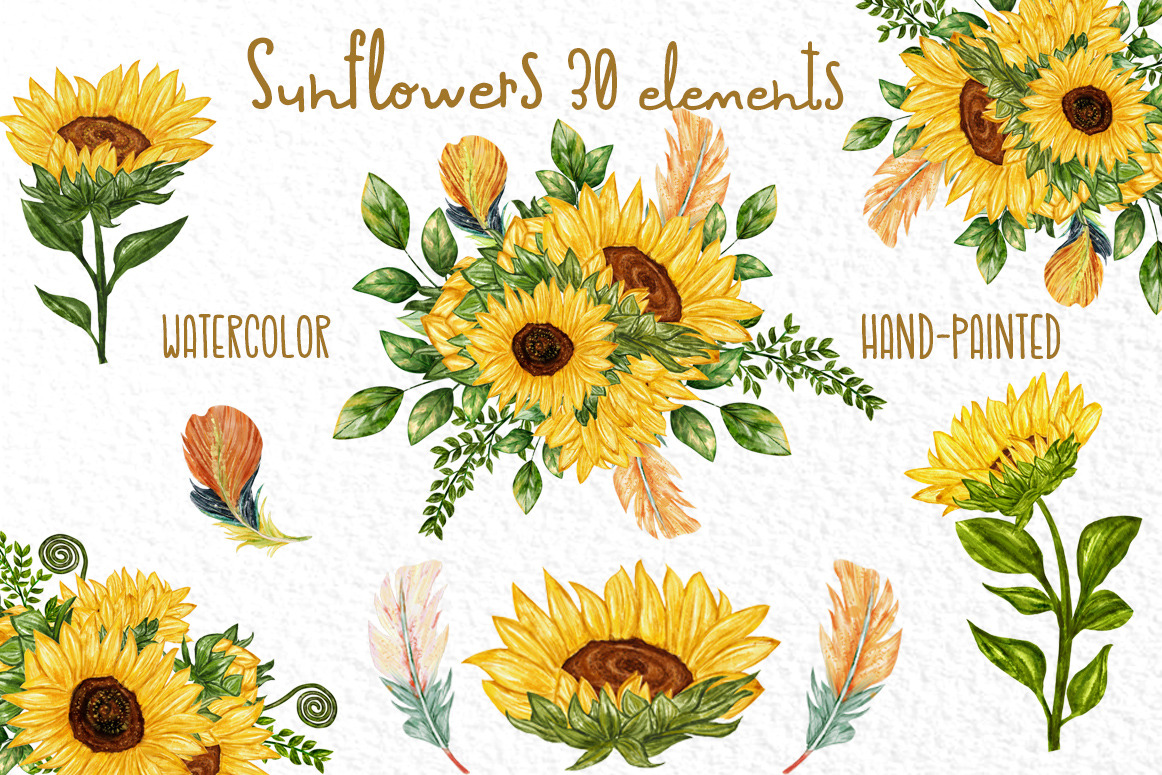 Watercolor Sunflower clipart, an Illustration by vivastarkids