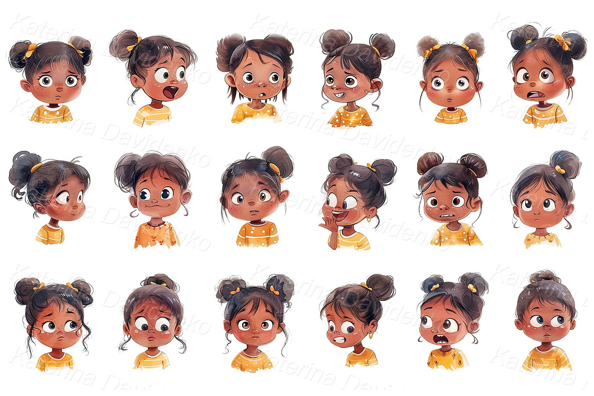Cartoon girl face emotion clipart, a Person Illustration by Bubert Art ...