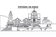 Vietnam, Da Nang line skyline vector illustration. Vietnam, Da Nang ...