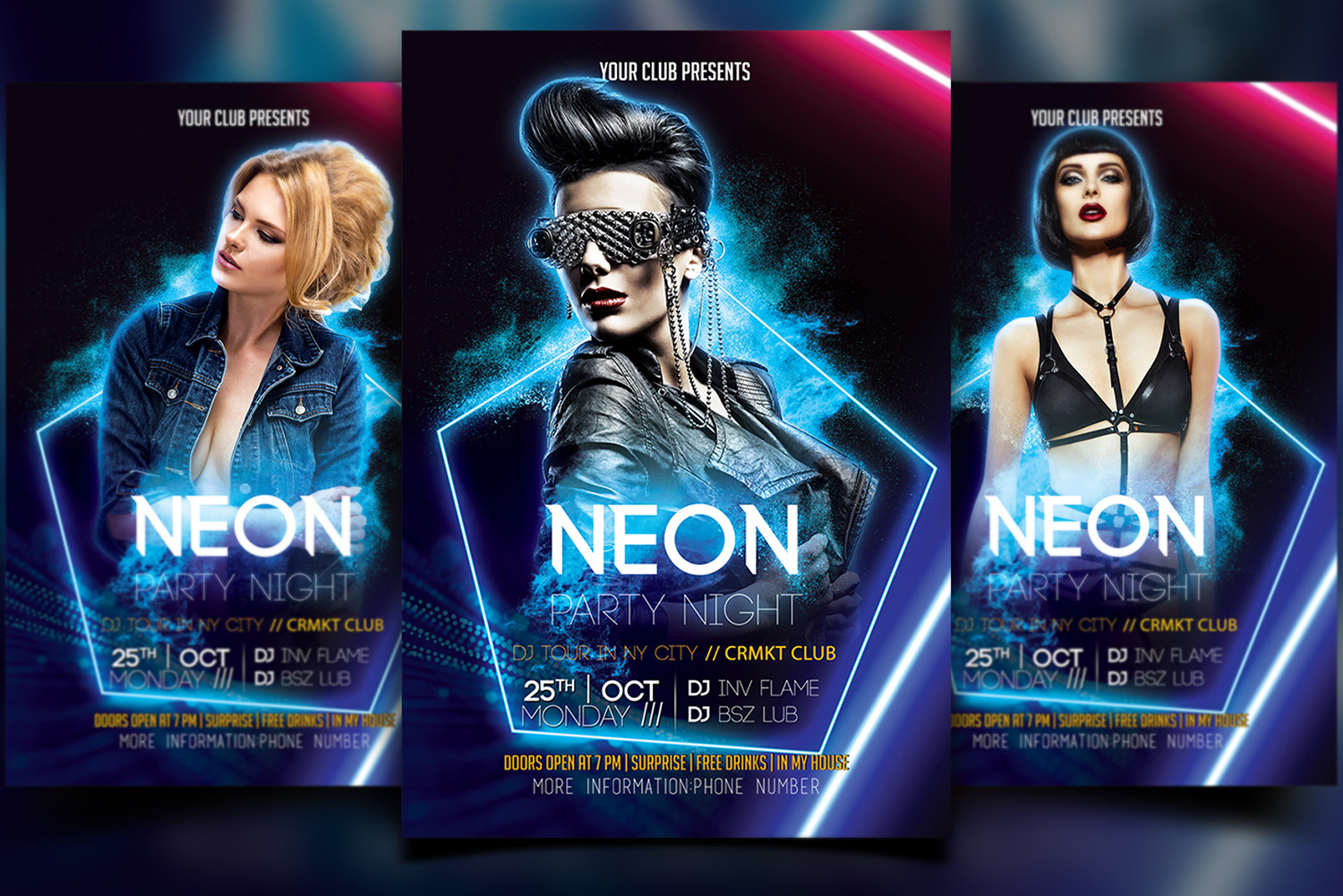 Neon Flyer Template, a Flyer Template by Basez Flyers