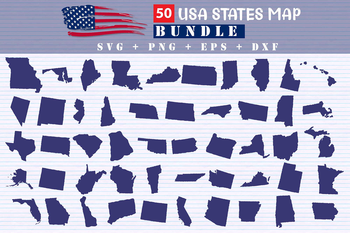 USA Map 4th July SVG Elements Bundle, an Illustration by DESIGNAVO