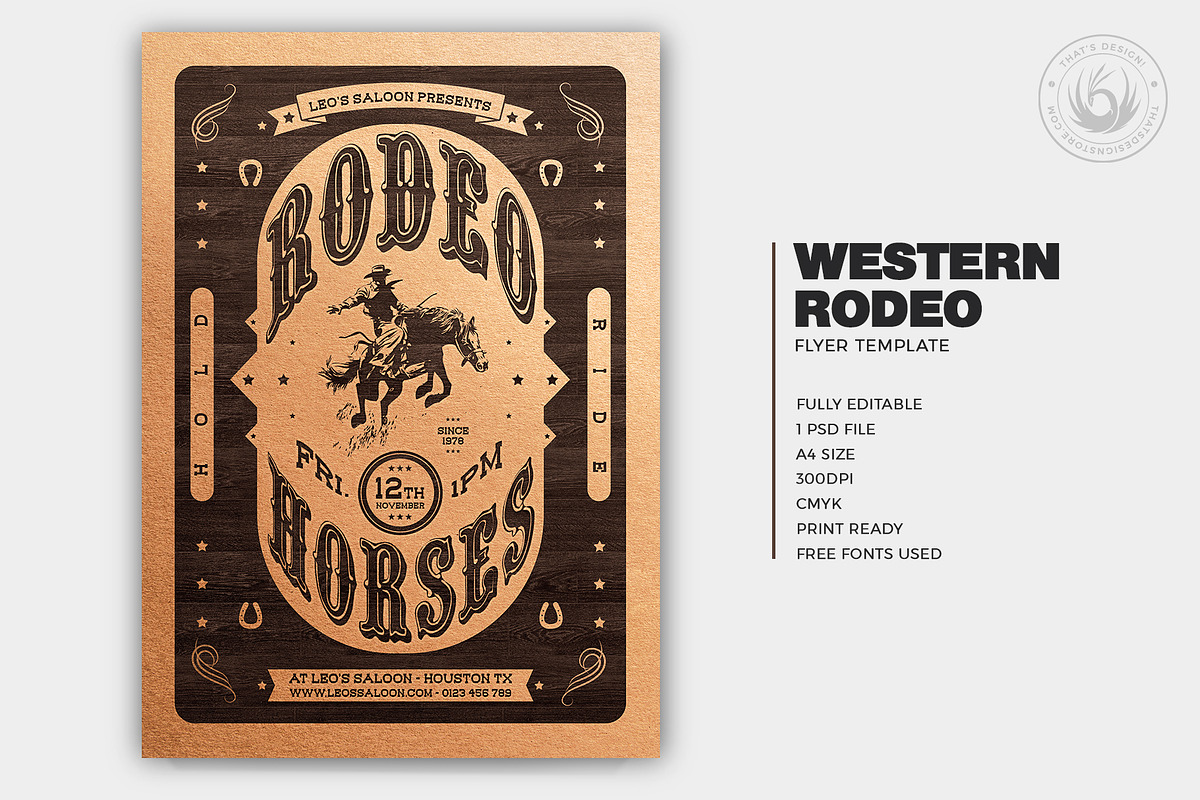 Western Rodeo Flyer Template Design