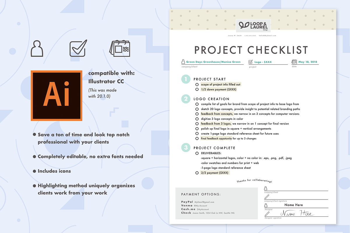 Project Checklist Template for .ai, a Templates & Theme by LOOP ...