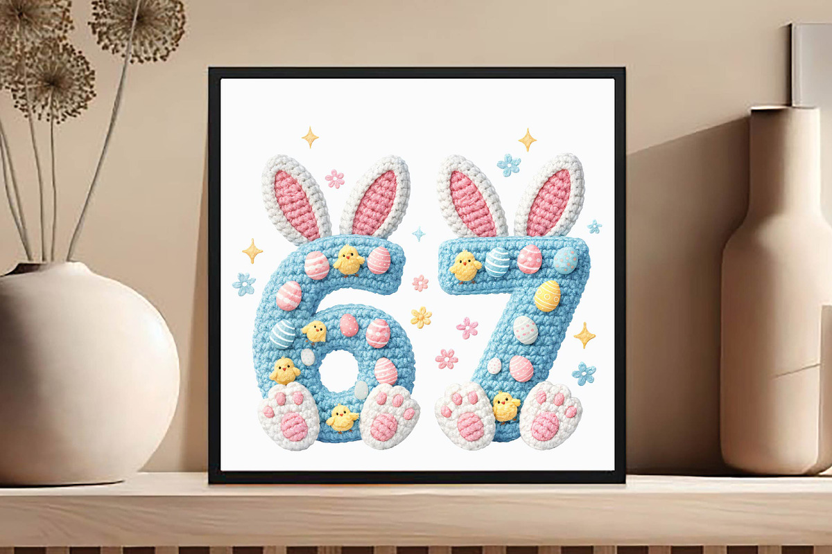 Crochet Six Seven Bunny Rabbit PNG, an Illustration by DreamCafeArt
