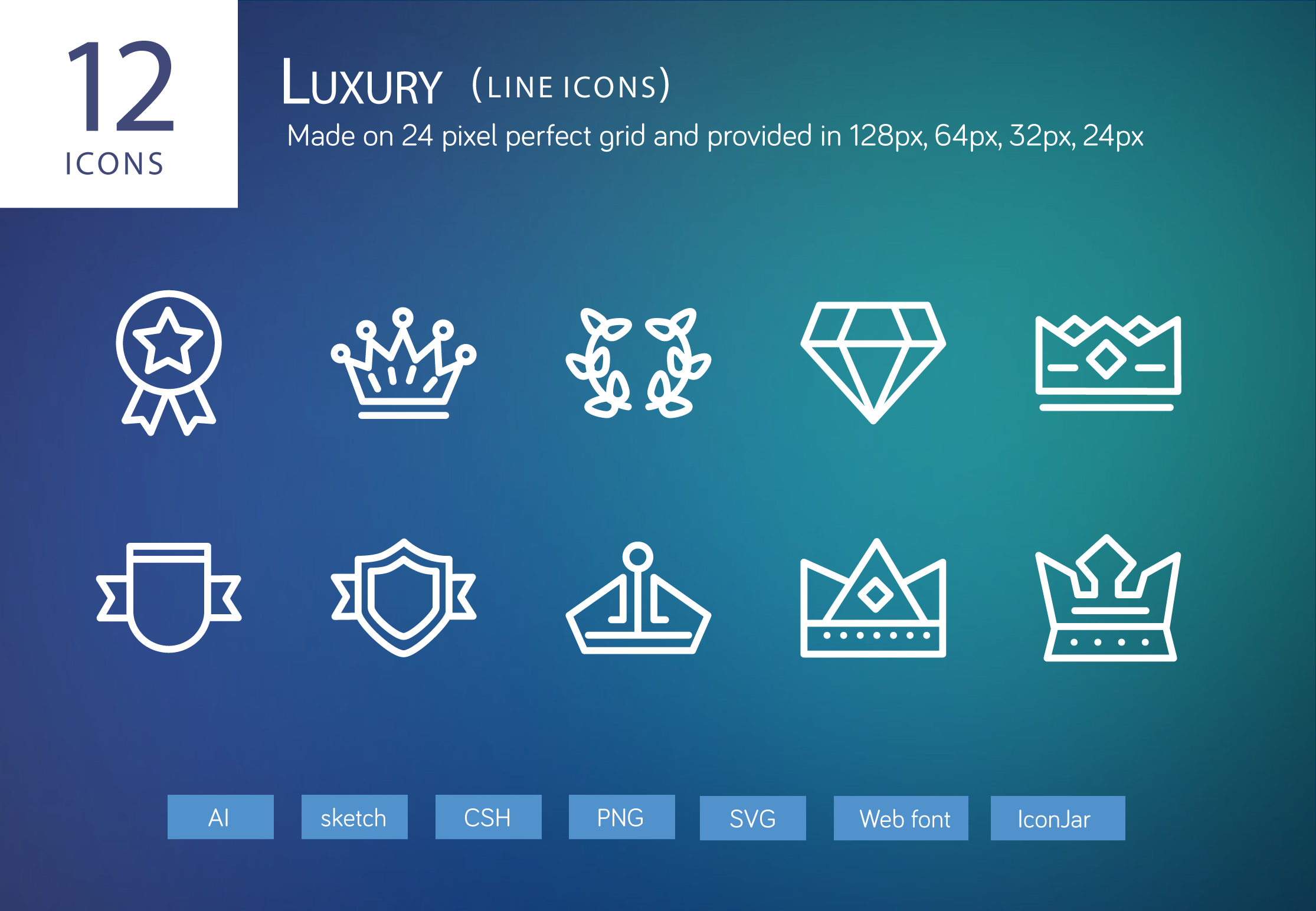 12 Luxury Line Icons, an Outline Icon by Vectopus.com