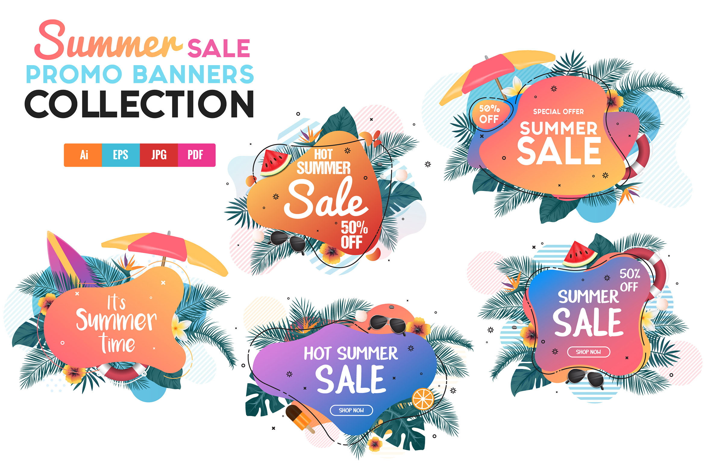 Summer Sale promo web banners, an Illustration by Creative Graphics