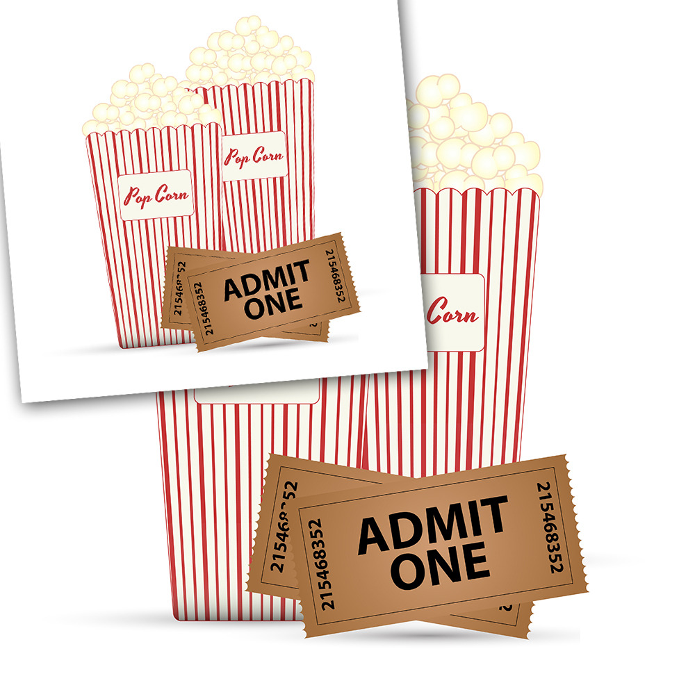 Popcorn and Tickets Vector Design | Food Illustrations ~ Creative Market
