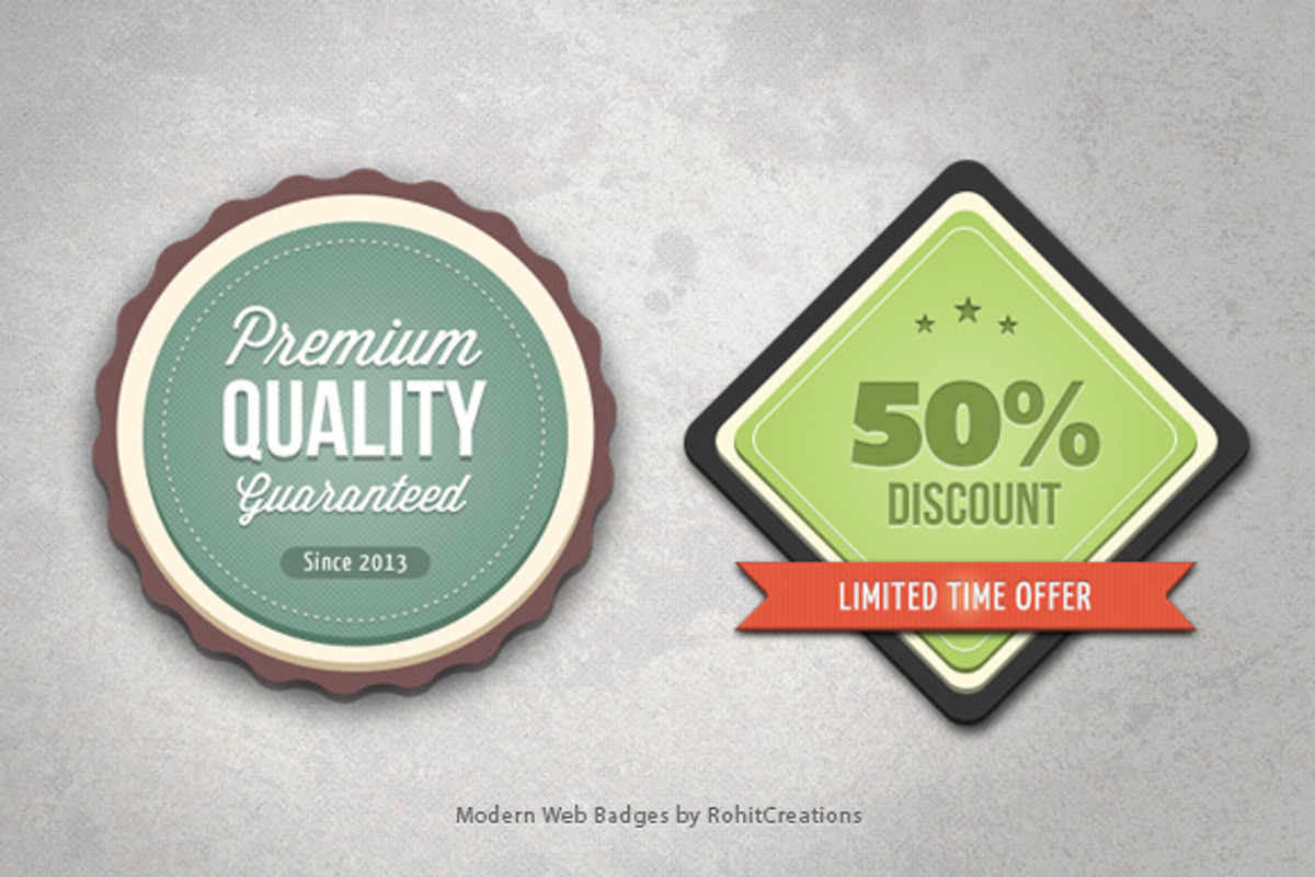 Modern Web Badges, an Object Graphic by WellMadePixel