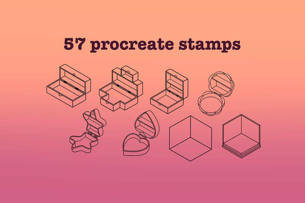 55+ procreate isometric stamps, a Brush Add-On by laura.design