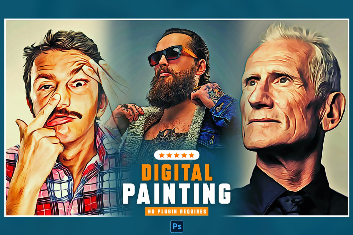 Digital Cartoon Painting, an Action Add-On by U_Design