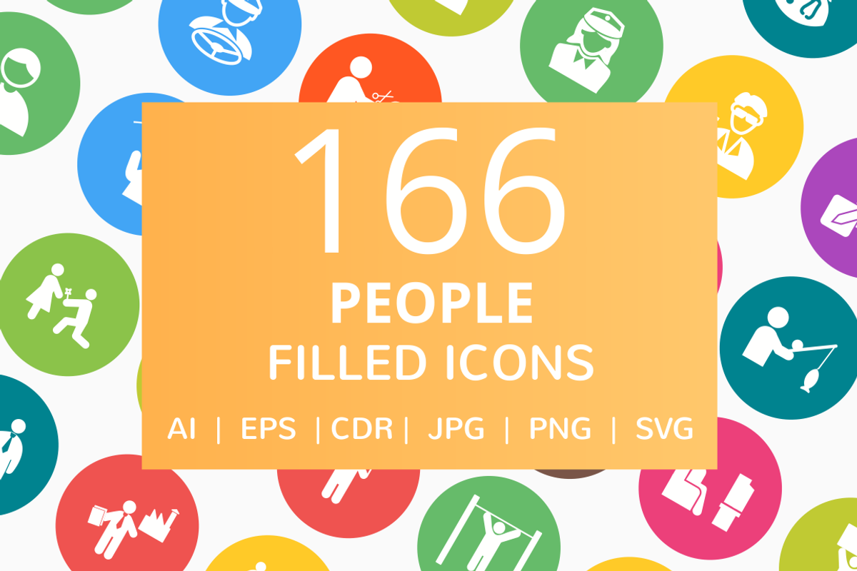 166 People Filled Round Icons, an Outline Icon by IconBunny | Creative ...