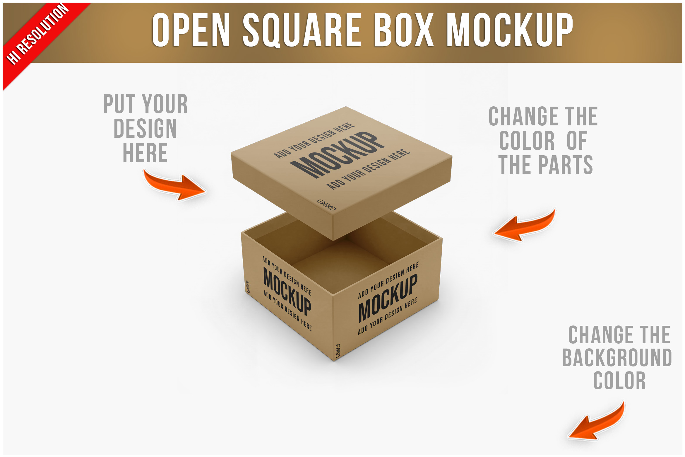 Open Square Box Mockup Floating PSD, a Packaging Mockup by Bruno's Shop