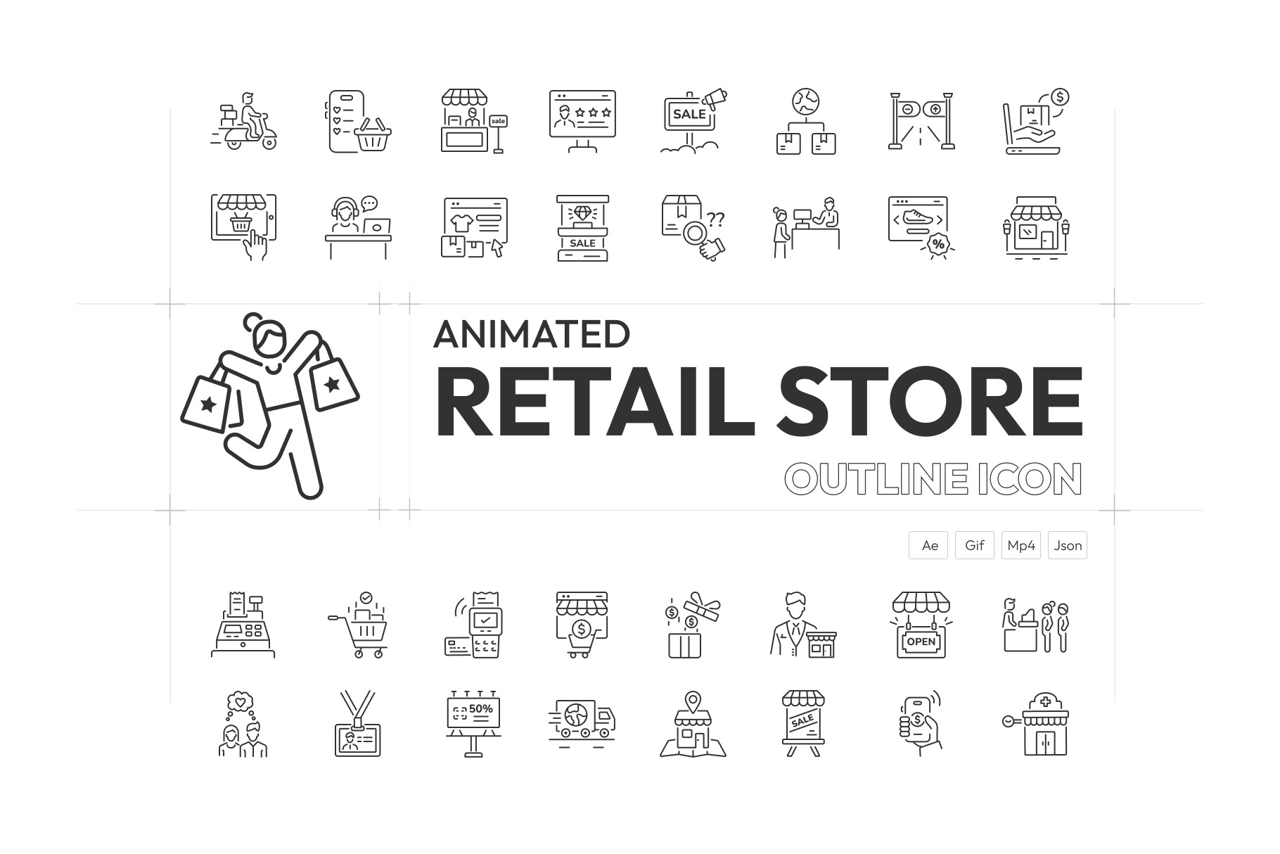 Animated Retail Store Icon Set