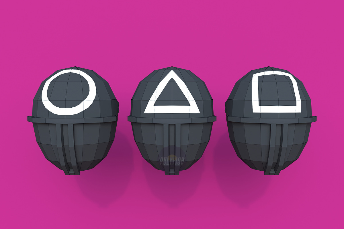 Mask Squid Game 3D model template, a Graphic by PolyFish