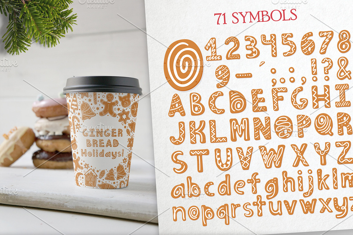 Gingerbread Christmas color SVG font, a Symbol Font by Alisovna
