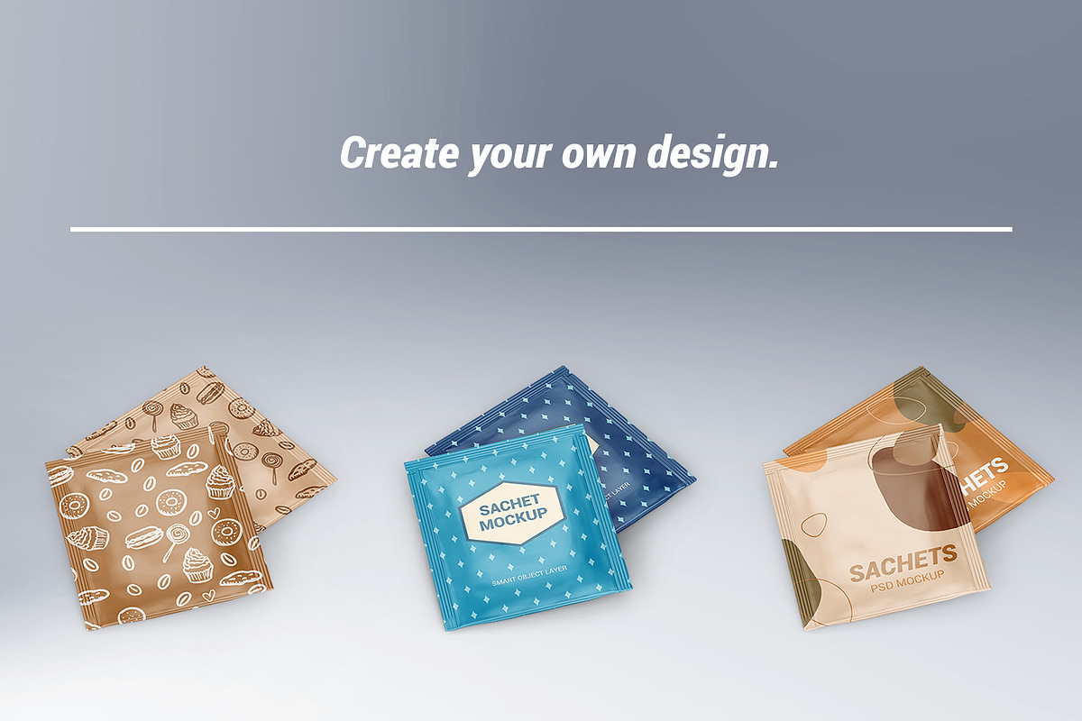 Two sachets mockup, a Packaging Mockup by ShooShooShop