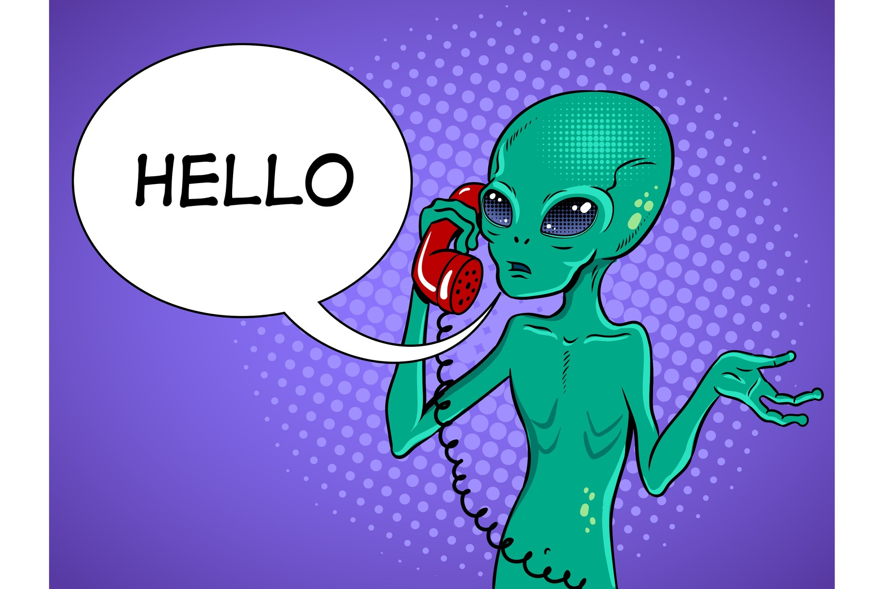 Alien speaking on phone pop art vector, a Decorative Illustration by ...