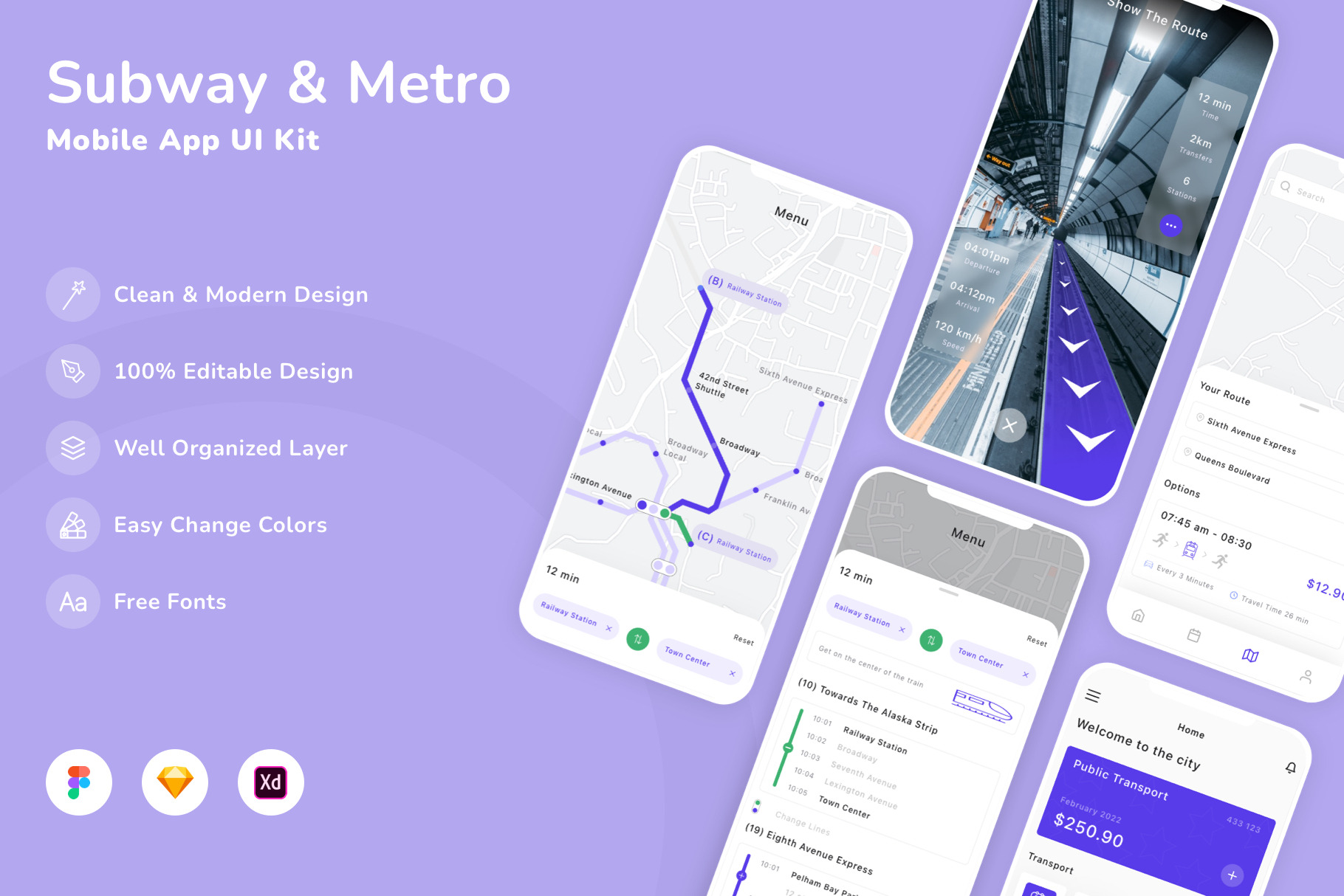 Subway & Metro Mobile App UI Kit, an UI Kit Template by Betush