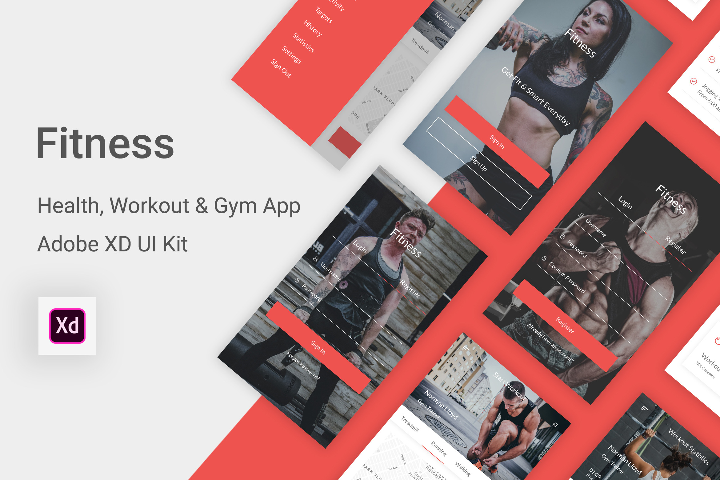 Health, Workout & Gym Adobe XD App, an UI Kit Template by themelove