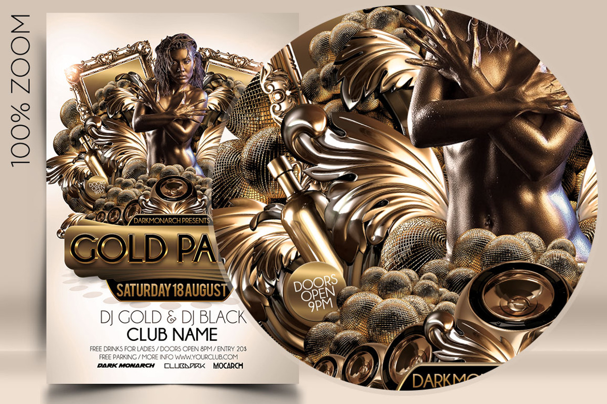 Gold Party Flyer, a Flyer Template by darkmonarch