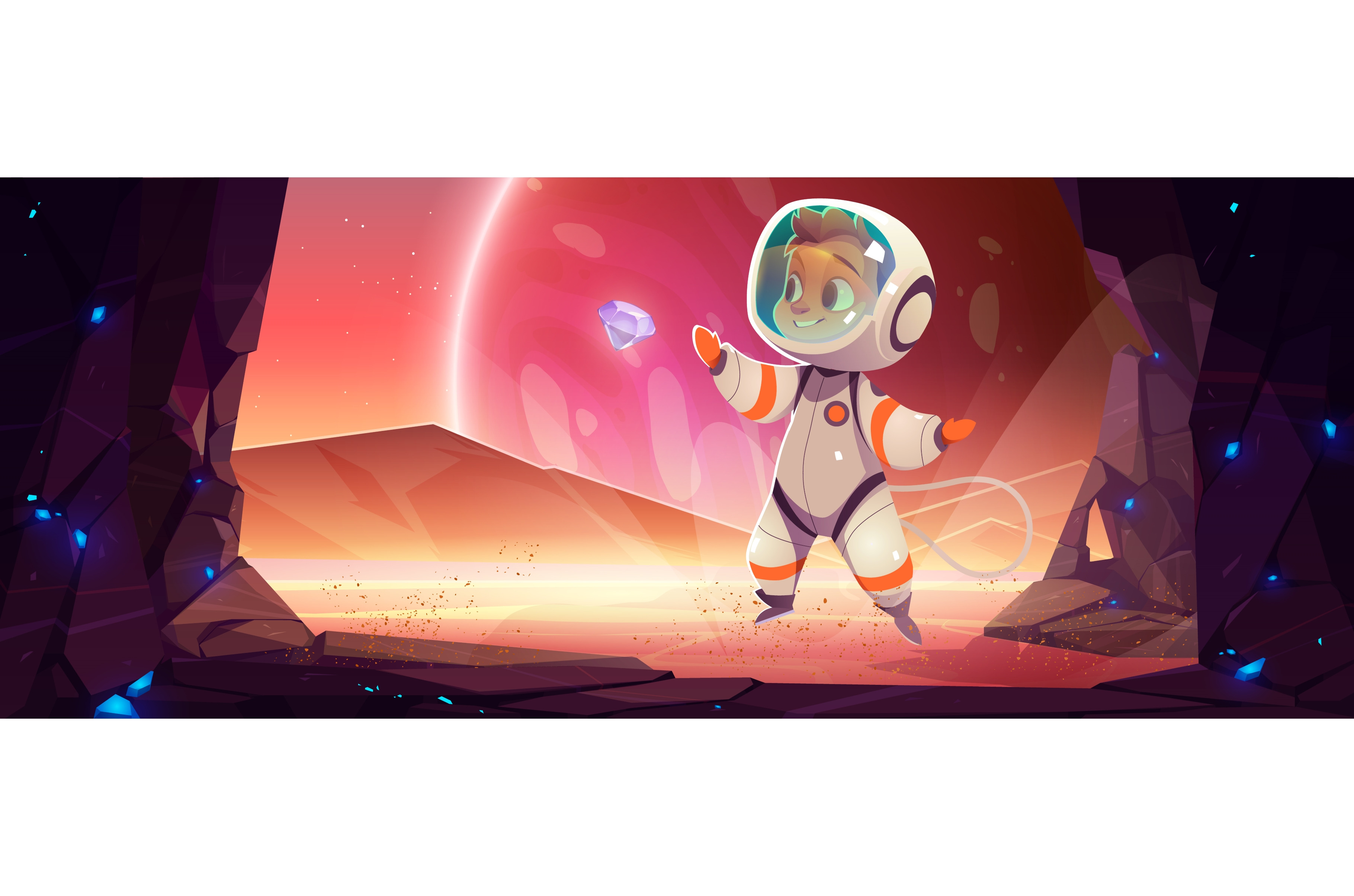 Cute astronaut on alien planet in | Illustrations ~ Creative Market