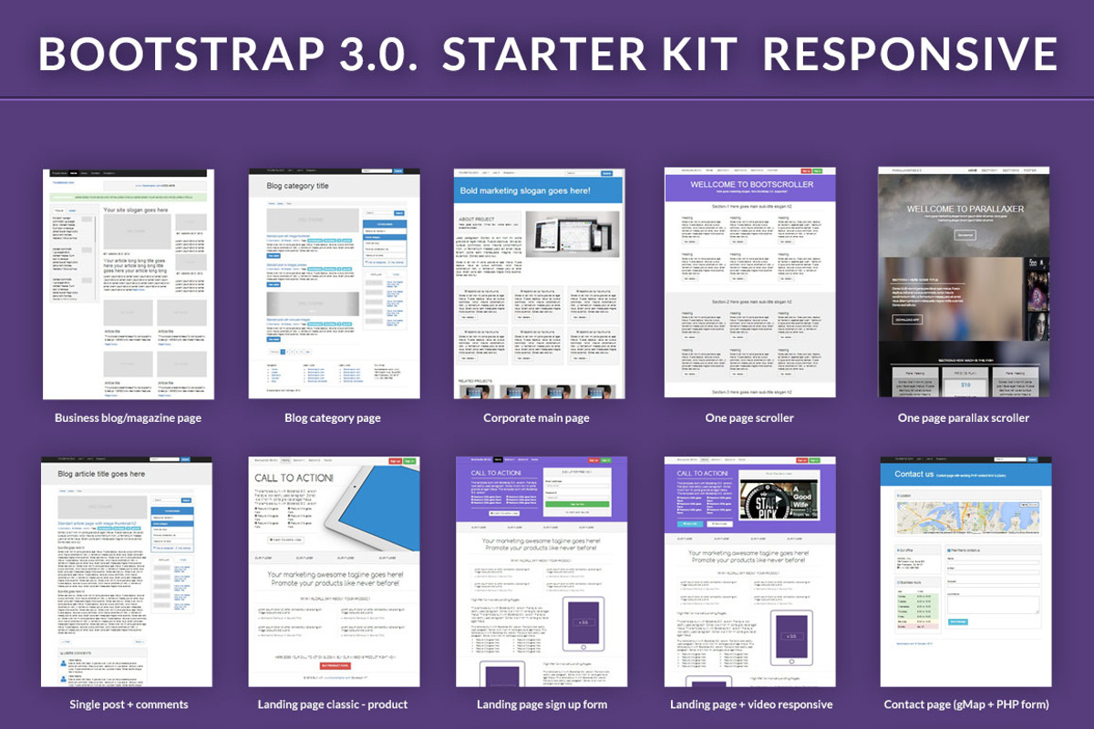 Bootstrap starter responsive KIT, a Websites & App Template by Bootstraptor