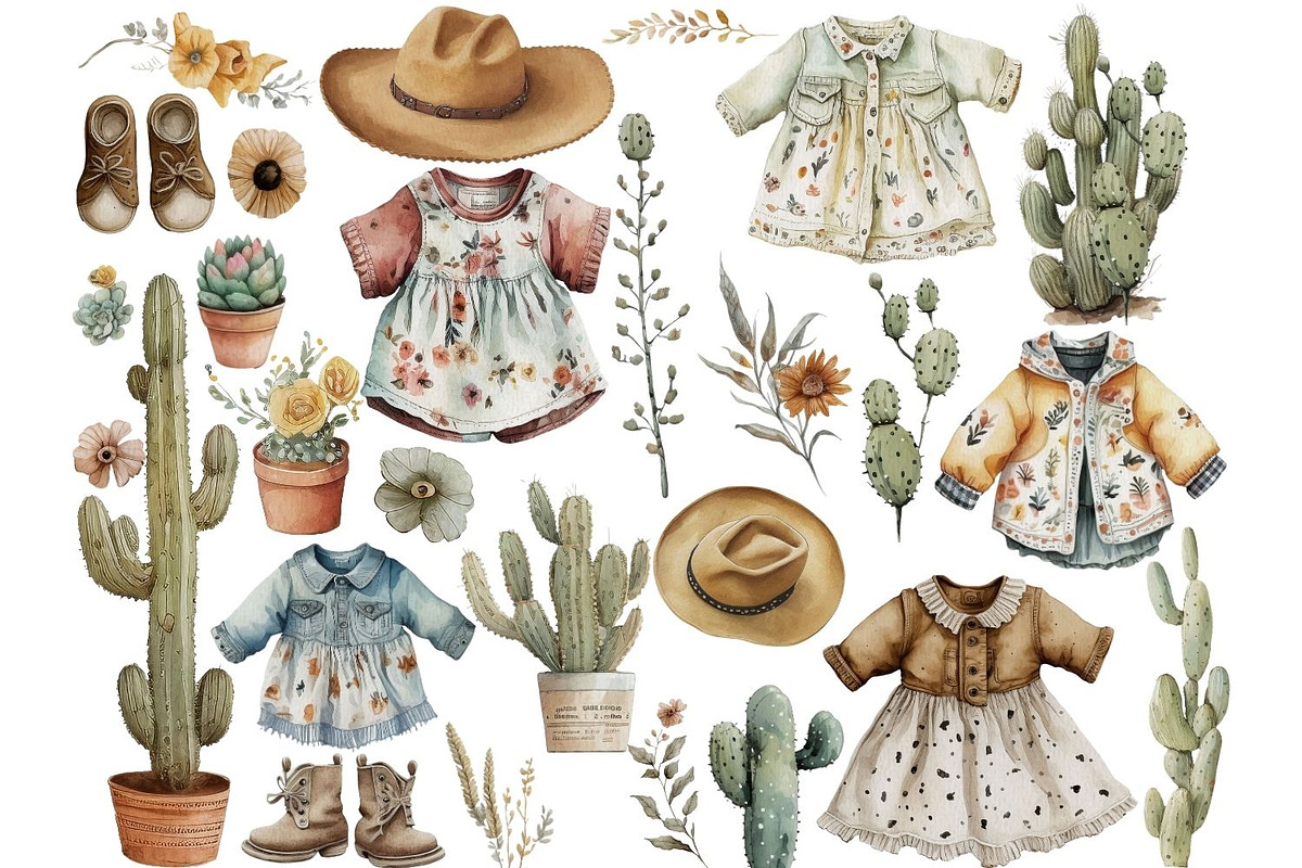 Baby Cowgirl Clipart Collection, a Graphic by JBArt Clipart