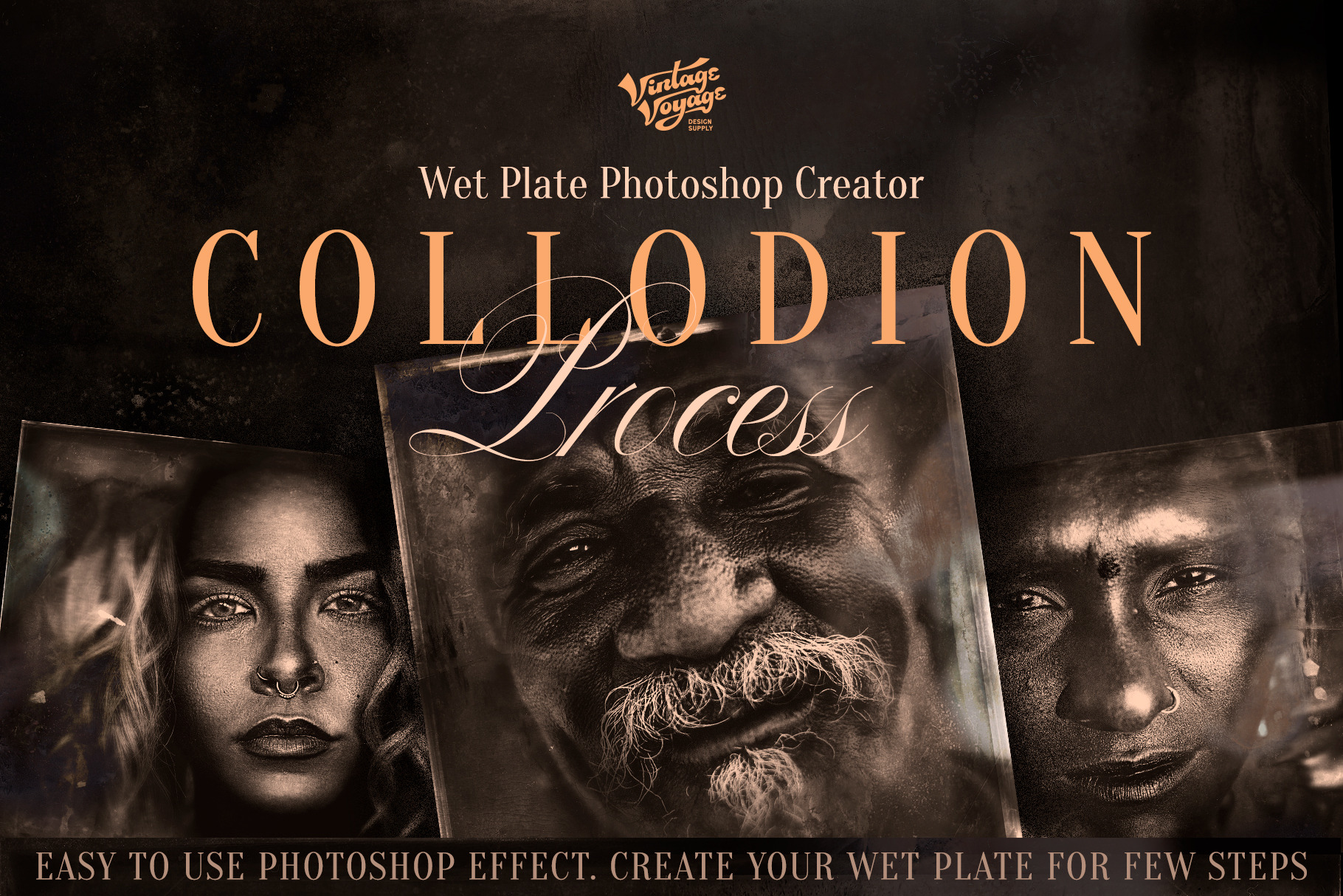 VVDS Collodion Photo Creator, an Action Add-On by Vintage Voyage Supply