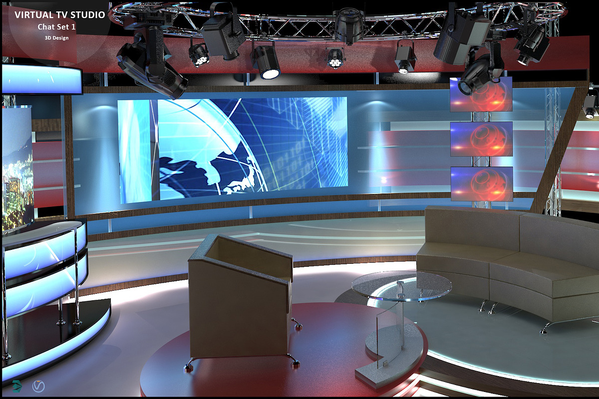 Virtual TV Studio Chat Set 1