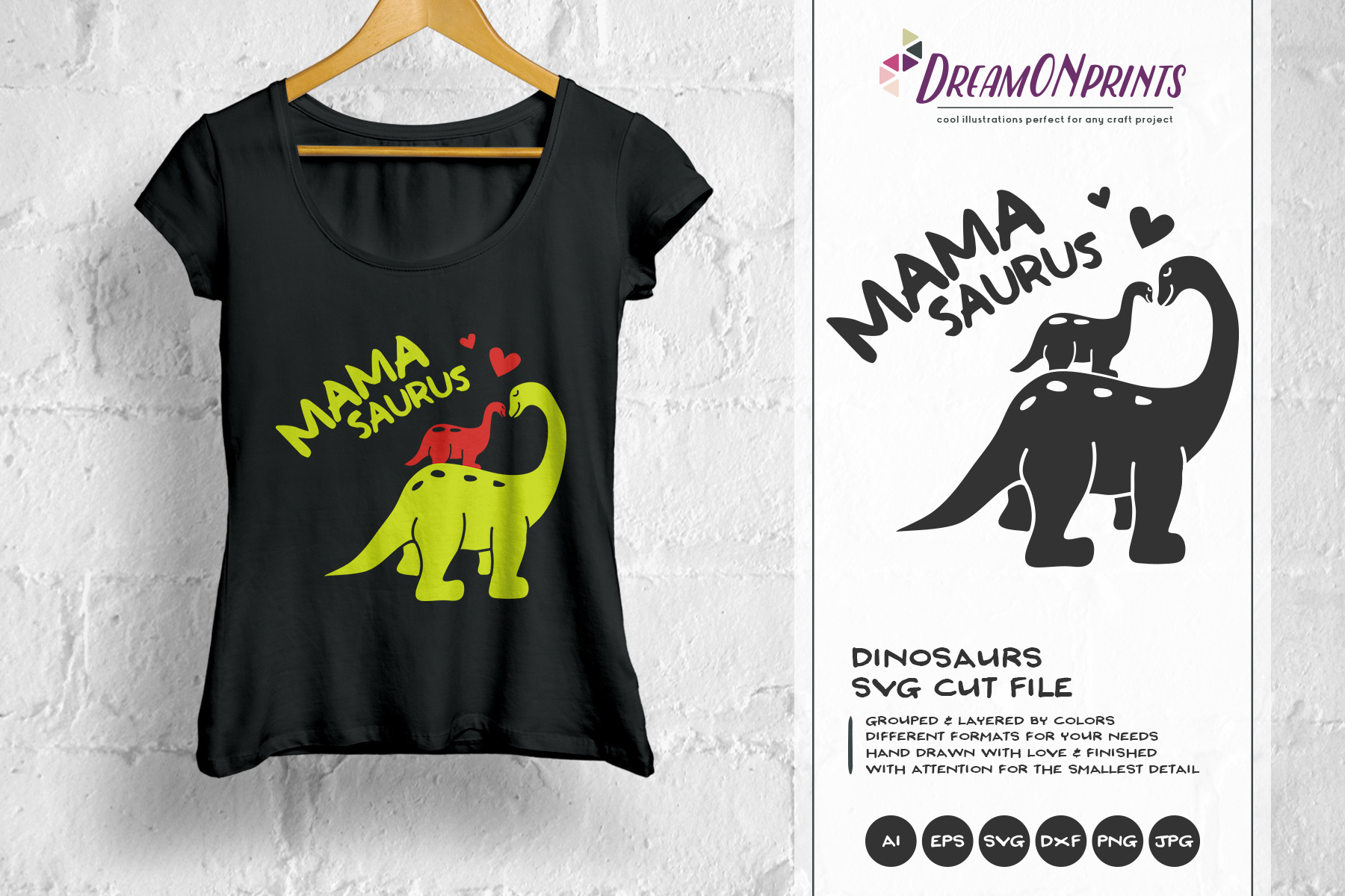 Mamasaurus SVG - Dinosaur Mom SVG, an Illustration by DreamONprints