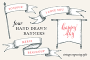 4 Hand Drawn Banners, an Illustration by Bianca Mascorro Art