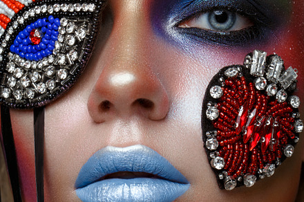 Beautiful girl with creative makeup in pop art style beauty face ...
