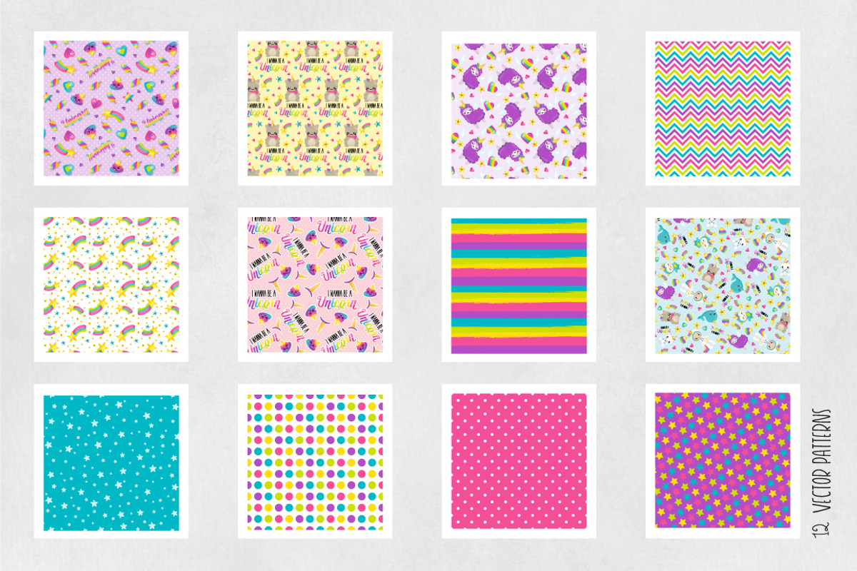 WANNABE UNICORN Pattern collection, a Pattern Graphic by PrettyPatterns