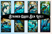 Stained Glass Sea Life Bundle 1, a Background Graphic by Journey2Joy ...