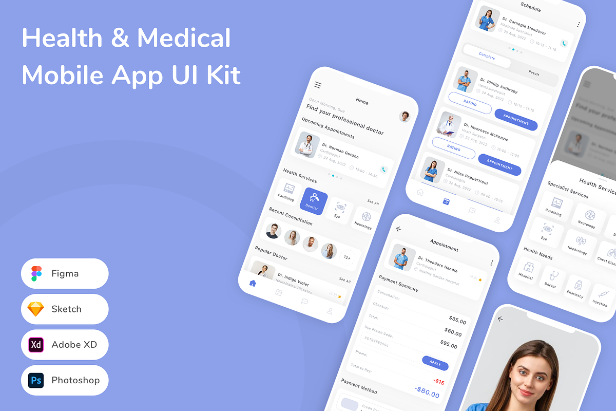 Health & Medical Mobile App UI Kit, an UI Kit Template by Betush