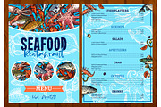 Vector menu for seafood fish restaurant, a Food Illustration by Vector ...