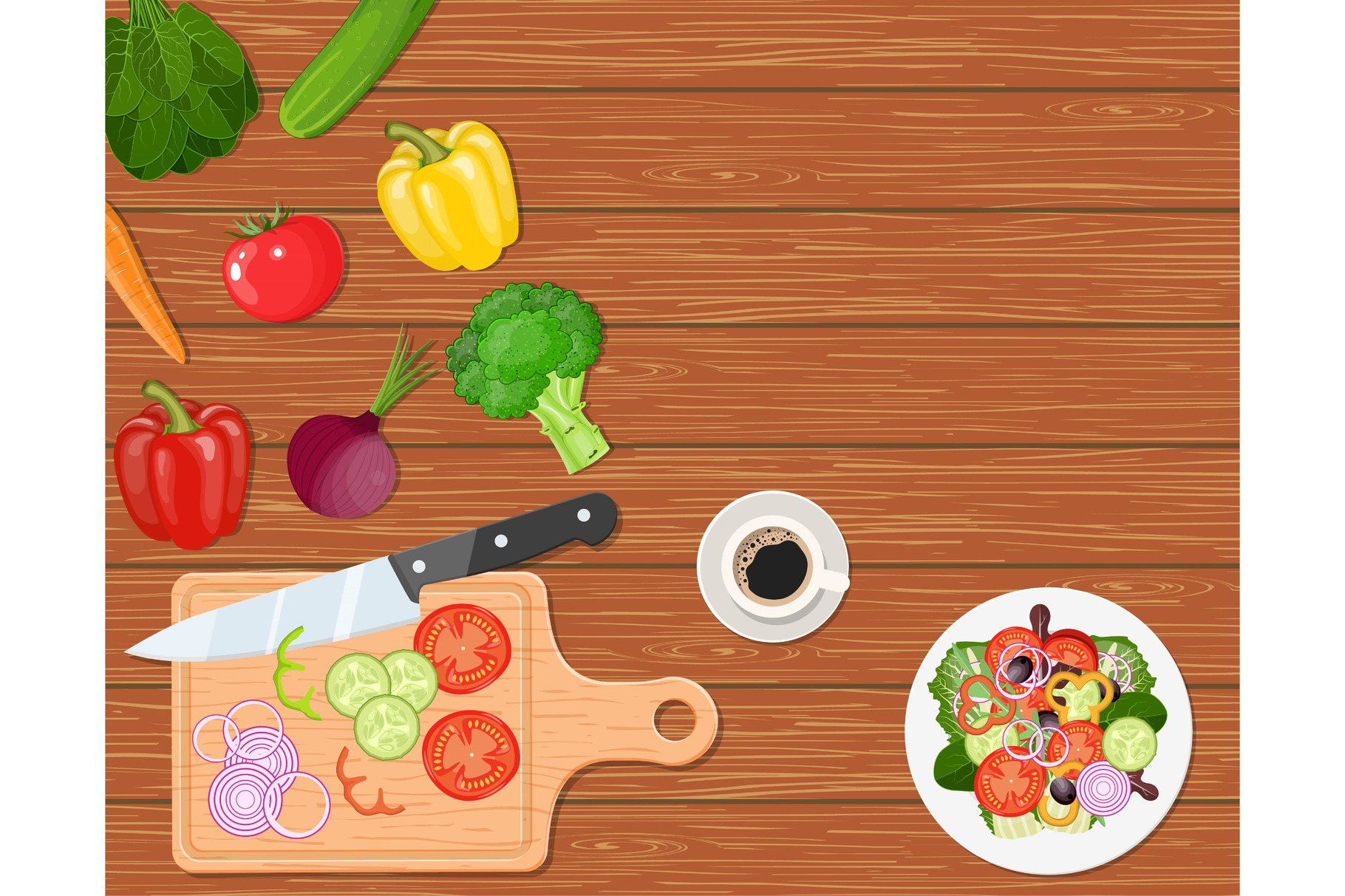 Dining table with vegetables, a Food Illustration by ModVector