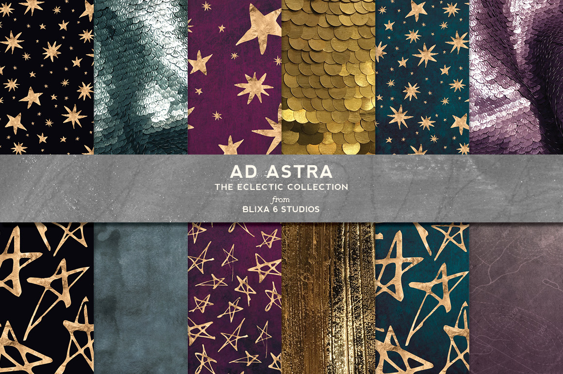 Ad Astra: Golden Hand Drawn Stars, a Pattern Graphic by Blixa 6 Studios
