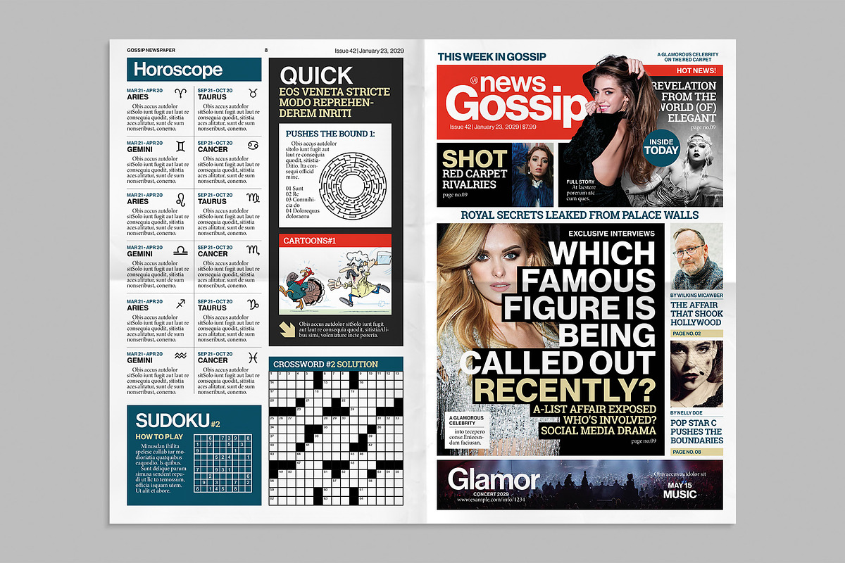 Gossip Newspaper Template, a Magazine Template by BrandPacks