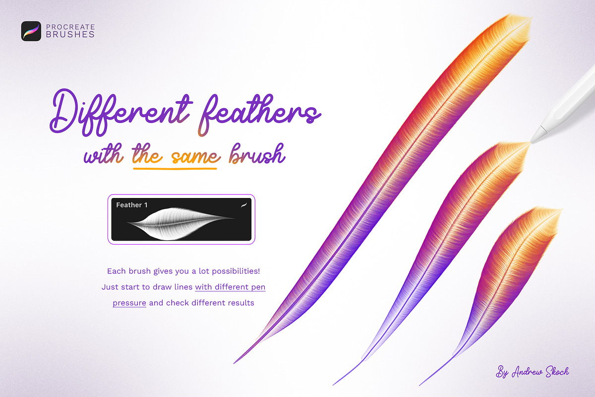 Feathers Procreate Brushes, a Brush Add-On by Andrew Skoch Design