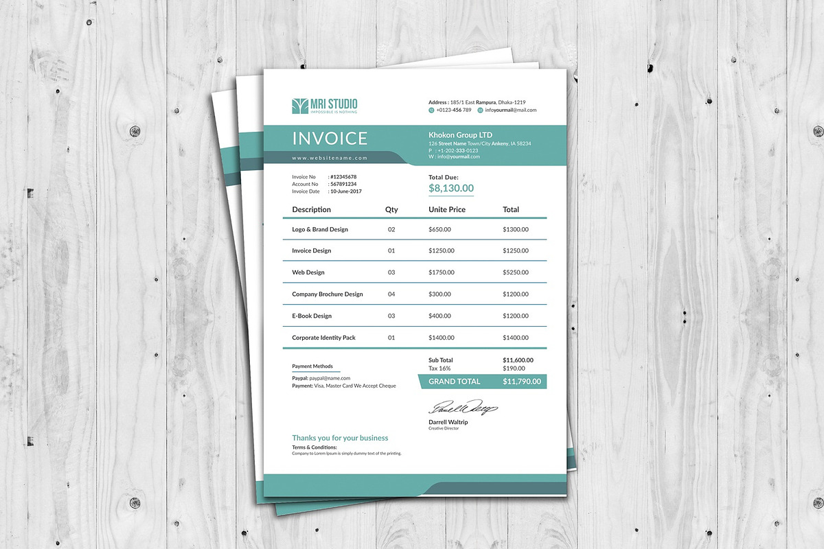Invoice, a Stationery Template by MRI STUDIO