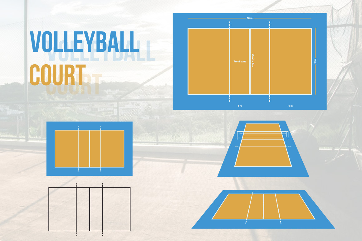 Volleyball Court Vector Illustration, an Illustration by jongcreative