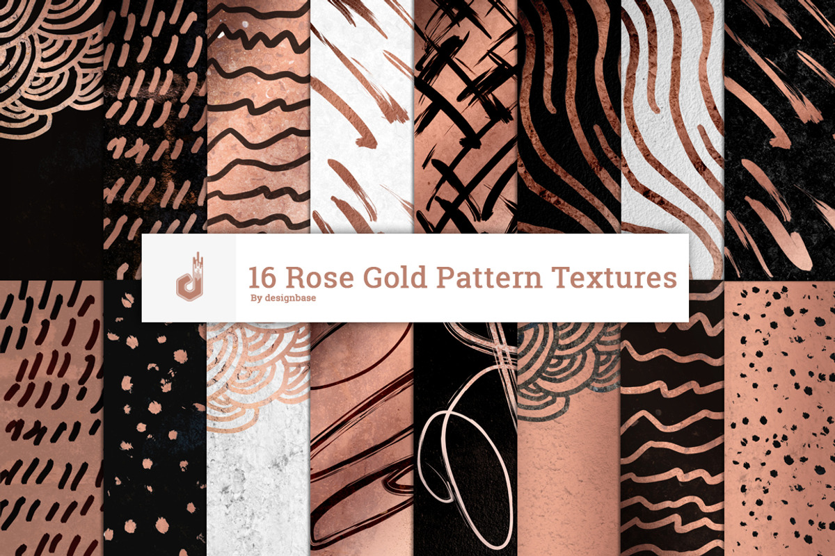 16 Rose Gold Pattern Textures, a Pattern Graphic by Designbase