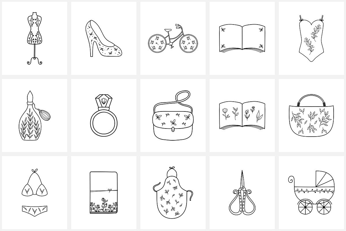100 Hand Drawn Logo Elements, a Decorative Illustration by NatalieArtShop