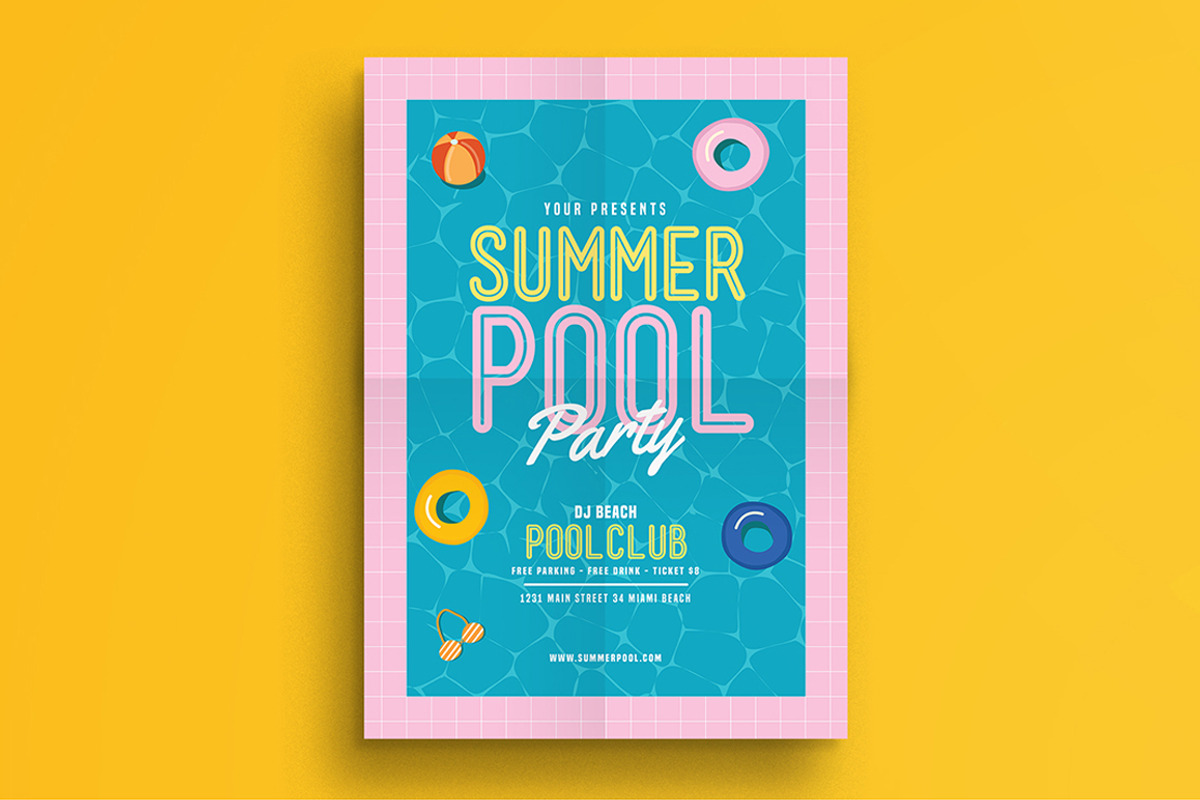 Summer Pool Party Flyer, a Flyer Template by Guuver